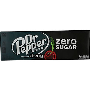 Dr Pepper Cherry Zero Sugar Soda, 12 fl oz cans (Pack of 12)