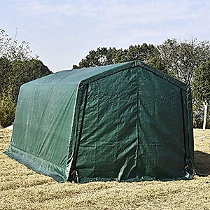 walnest Auto Storage Shelter Car Garage Steel Heavy Duty Carport Canopy Metal Frame Tent Waterproof (10×15×8ft, Green)