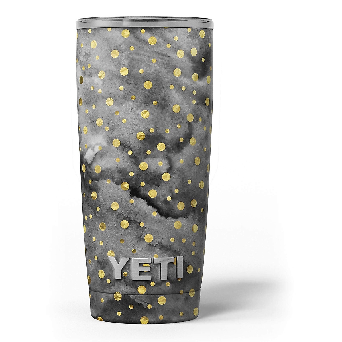 Design Skinz Black and Gold Watercolor Polka Dots - Skin Decal Vinyl Wrap Kit Compatible with The Yeti Rambler Cooler Tumbler Cups