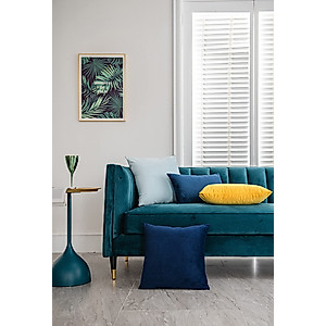 DEZENE Couch Pillow Cases 18x18 Navy: 2 Pack Cozy Soft Velvet Square Throw Pillow Covers for Farmhouse Home Decor