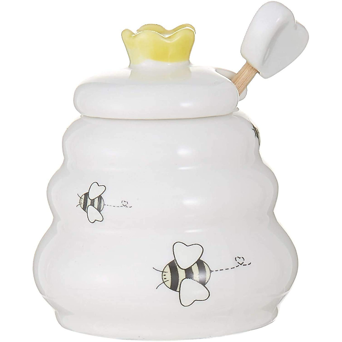 Sweet As Can Bee Ceramic Honey Pot with Wooden Dipper
