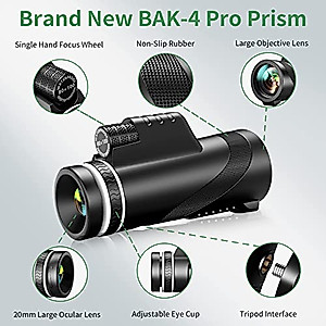 80x100 HD Monocular Telescope, Dawdory High Power Monocular for Adults with Smartphone Adapter & Tripod, Night Vision Monocular for Hunting Star Watching Bird Watching Wildlife Camping Hiking (Black)