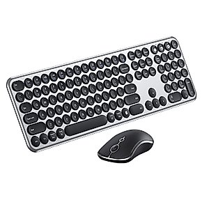 Multi-Device Bluetooth Keyboard Mouse, Full Size 2.4GHz Rechargeable Wireless Keyboard Mouse Combo, Connect up to 3 Devices for Windows, Android, Mac OS