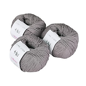 SHIKE Sprout,100% Long-Staple Cotton Yarn,3 Skeins Soft Baby Fingering Weight for Crochet&Knitting Yarn,Per Skein 50g/162yards (Phantom Grey)
