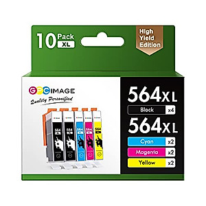 GPC Image Compatible Ink Cartridge Replacement for HP 564XL 564 XL ink use with DeskJet 3520 3522 Officejet 4620 Photosmart 5520 6510 6515 6520 7520 7525 D7560 Printer (Black Cyan Magenta Yellow, 10P)