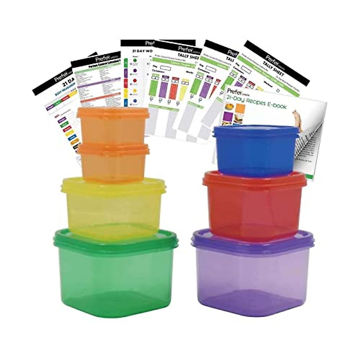 Prefer Green 7 PCS Portion Control Containers Kit