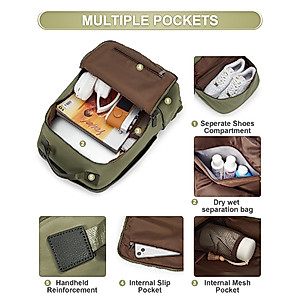 VENATIN Gym Backpack for Women Waterproof Small Gym Bag With Shoe Compartment Sports Essentials Backpack with Wet Dry Pocket,Green…