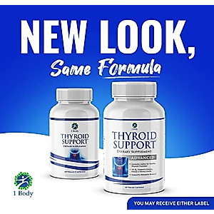 1 Body Thyroid Support Supplement for Women and Men - 2 Pack 60 Days - Energy & Focus Formula - Vegan & Non-GMO - Iodine, Vitamin B12 Complex, Zinc, Selenium, Ashwagandha, & More…