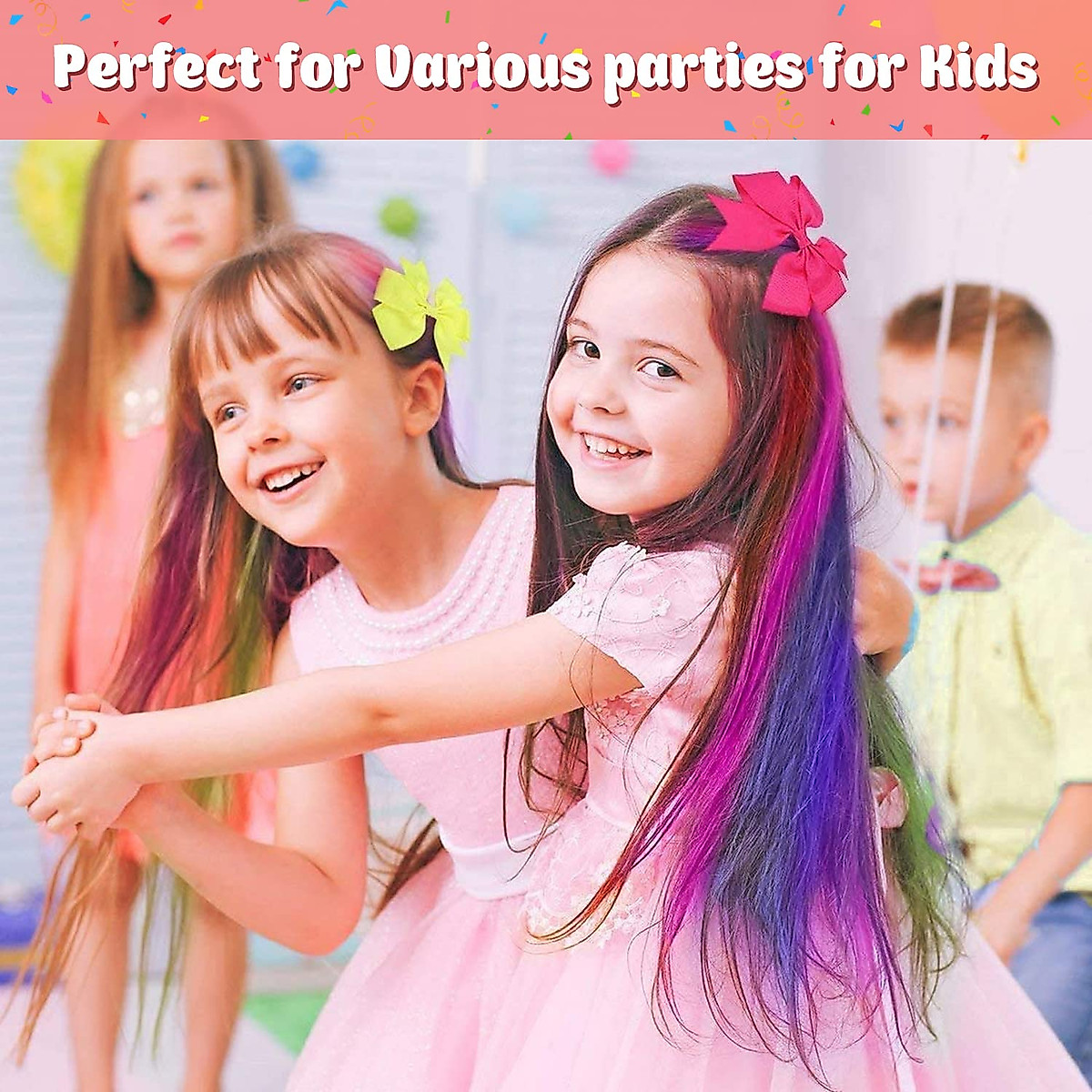 New Hair Chalk Comb for Girls and Kids with light hair, Washable Temporary Hair Color Dye for Kids Ages 5 6 7 8 9 10+ Birthday Party Gift Cosplay DIY, Christmas, Halloween