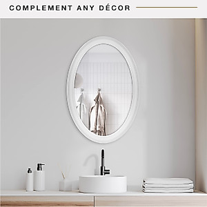MCS 20458 Oval Wall Mirror, 21 x 31 Inch, White