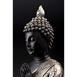 JORAE Seated Buddha Statue Buddhism Thai Meditating Home and Garden Decorative Sculpture Praying Collectibles Figurines, 9.5 Inches, Polyresin