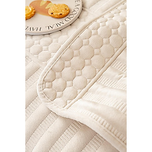 Huierxun Solid Color Quilted Plush Sofa Cover Sofa Slipcover Non-Slip Sectional Couch Covers Anti Cat Scratch Armrest Backrest Recliner Cover (Beige,28''x28'')