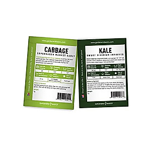 Power Greens Seeds for Planting Individual Packets 5 Variety Pack - Arugula, Spinach, Swiss Chard, Kale, Cabbage Seeds for Your Heirloom Salad, Winter, Fall and Cool Weather Garden by Gardeners Basics