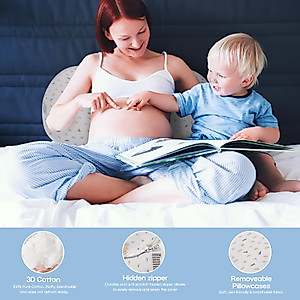 SNUGGZYMOMS Pregnancy Pillow, Bigger Size Stepped Wedge Maternity Pillow for Pregnant Women, with Adjustable & Detachable & Washable Pillow Cover, Support Cushion for Belly, Back, Legs, HIPS