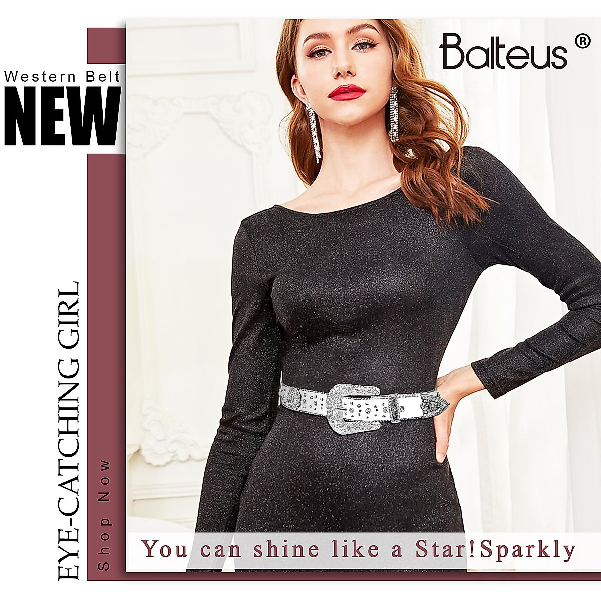 Women Men Rhinestone Belt,Fashion Western Cowgirl Cowboy Bling Studded Cross Leather Belt Diamond Belt for Jeans Dress,White,M