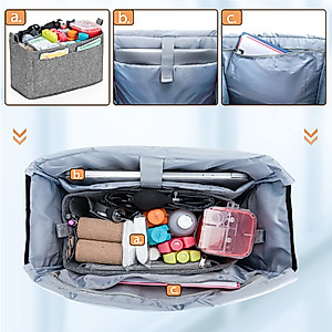 Damero Nurse Tote Bags with Organizer Insert Bag, Medical Supplies Bags with Laptop Sleeve for Home Care Nurse, Medical Students and More, Black