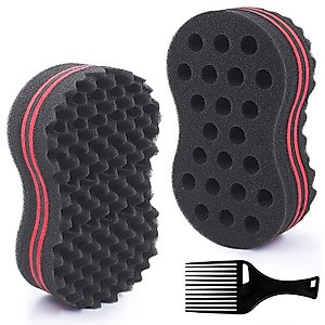 HALLO Big Holes & Big Size Barber Hair Brush Sponge Dreads Locking Twist Afro Curl Coil Wave Hair Care Tool(1 Pack)