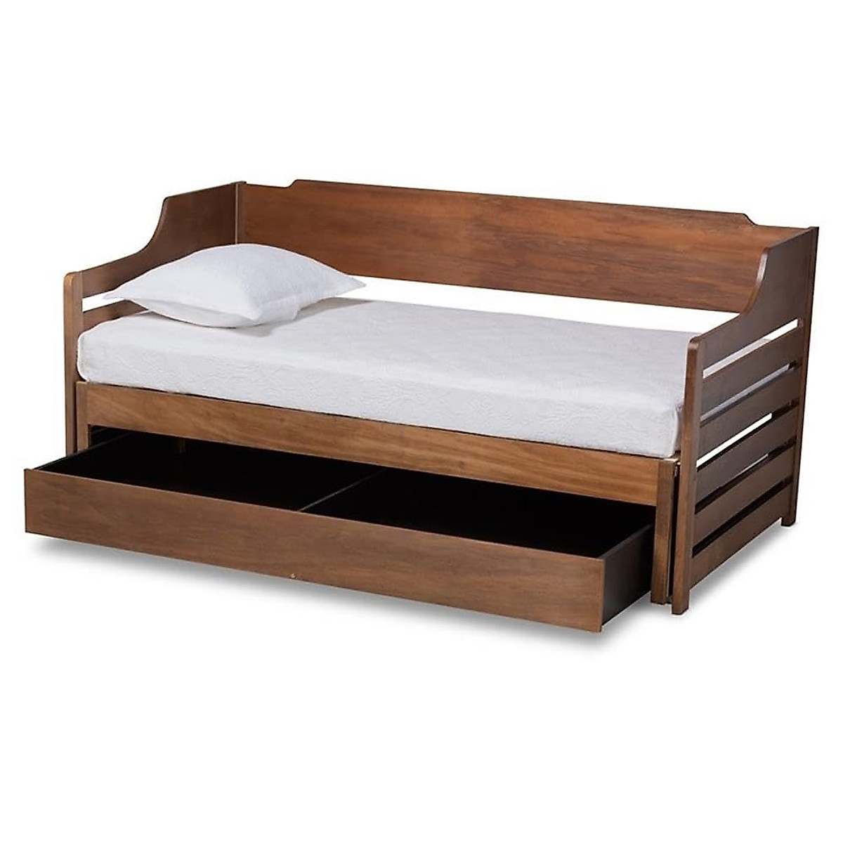 BOWERY HILL Transitional Wood Expandable Twin Size to King Size Daybed in Brown