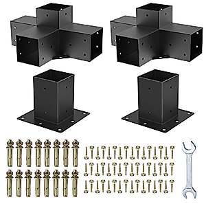 Pergola Kit Elevated Wood Stand Kit with Steel Brackets Modular Sizing Pergola Brackets Boot, for Hunting Blind, Deer Stand Bracket 6 x 6 inches (Actual: 5.5x5.5 Inch) 2PACK with Screws