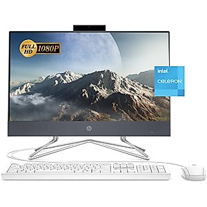 HP 2022 Newest AIO Desktop, 21.5" FHD Display, Intel Celeron G5905T Processor, 32GB RAM, 1TB PCIe SSD, Webcam, DVD-RW, Wi-Fi, HDMI, Bluetooth, Wired KB and Mouse, Windows 11 Home, Blue