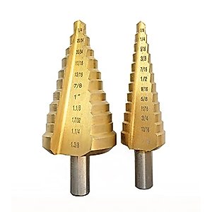Step Drill Bit for Metal, Step Drill Bit, CORTOOL Titanium High Speed Steel Step Drill Bit Set, Unibit Step Drill Bit, Heavy Duty Step Bit, HSS Drill Bit Set Total 23 Sizes 1/4"-1-3/8", 3/16"-7/8"
