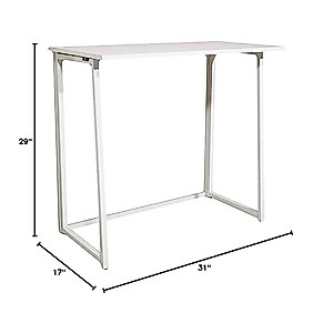 Folding Computer Desk for Small Spaces, Need Assembly Space-Saving Home Office Desk, Foldable Computer Table, Laptop Table, Writing Desk, Compact Study Reading Table (White)