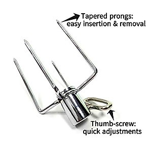 BBQSTAR Universal BBQ Grill Rotisserie Spit Meat Forks Replacement 4-Prong-Fits 5/16" Square 3/8" Hexagon 7/16" Round Spit Rods with Bushing and Counter-weight