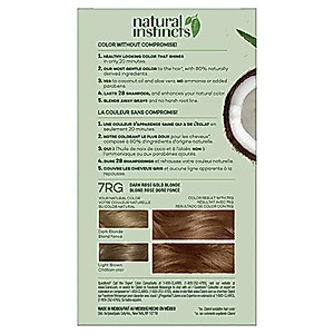 Clairol Natural Instincts Demi-Permanent Hair Dye, 7RG Dark Rose Gold Blonde Hair Color, Pack of 1