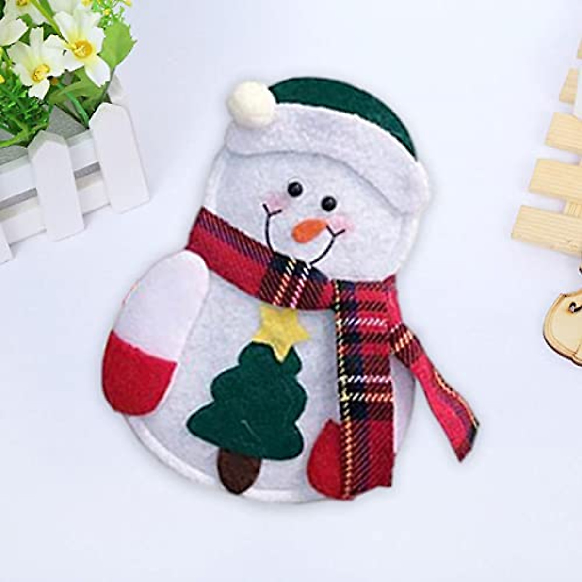 KUYYFDS Tableware Holders Set Snowman Silverware Bags Forks Covers Christmas Party Table Decoration 8 Pcs Spork