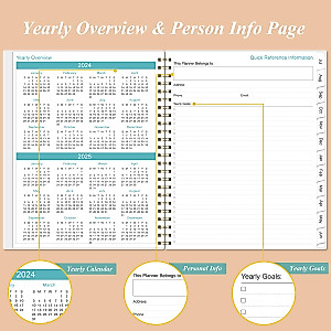 2024-2025 Planner - A4 Weekly & Monthly Planner to Achieve Goals & Increase Productivity, July 2024 - June 2025, 8.5" x 11", Rose Leaf