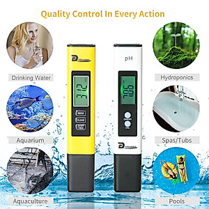 Upgraded PH TDS Meter Combo, Reliable for Drinking Water Hydroponics Aquarium Swimming Pool, High Accuracy Low Impedance PH PPM EC Temperature Digital Backlit Water Tester Kits