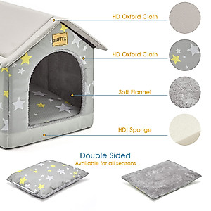 Jiupety Cozy Pet Bed House, Indoor/Outdoor Pet House, 2XL Size for Large Dog, Warm Cave Sleeping Nest Bed for Cats and Dogs, Gray