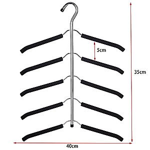 JFFLYIT Blouse Tree Hangers Multi-Layer Clothes Hangers 3 Pack 5 in 1 Non Slip Space Saving Closet Organizer Stainless Steel Shirt Hangers Coats Hangers（Black）