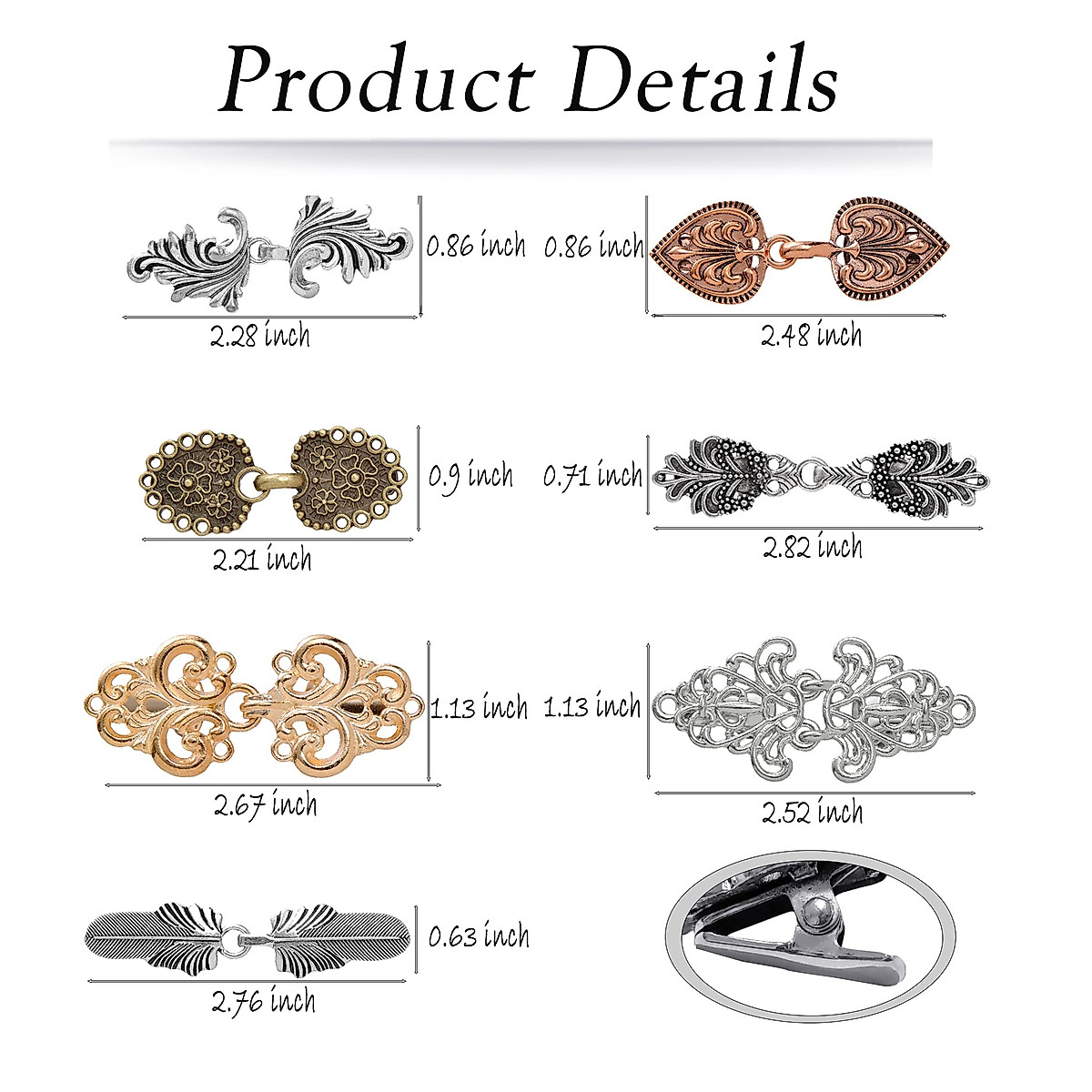 Fxiqini 10Pcs Vintage Cardigan Sweater Clips Shawl Collar Shirts Dress Brooch Clips for Women Swirl Clip Cape Cloak Clips Scarf Clip