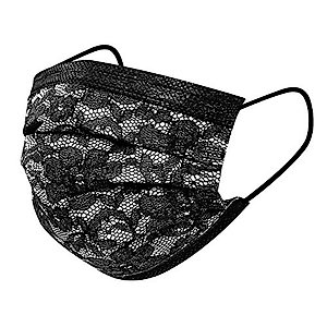 Disposable Face Mask, Adult Disposable Face Mask Fashion Lace Disposable Protection Three Layer Breathable (50 PCS)