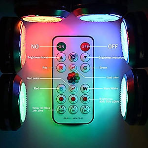 MFOX Battery Lights Under Cabinet Lighting, Puck Lights with 2 Remote Control 6 Pack and LED Color Changing Wireless Ceiling Light with Timer, Dimmable Closet Lights, Led Lights for Bedroom.