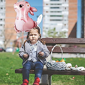 8pcs 27" Bunny Balloons, Easter Rabbit Balloons Aluminum Foil Easter Party Decoration 2023 New Year Party Decoration for Birthday Party, Baby Shower, Gender Reveal