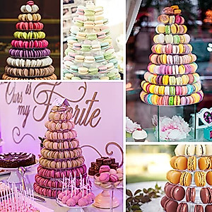 HQCHOOSE Macaron Tower Stand 10 Tier 4" - 13" Transparent Plastic Round Macaron Tower Display Stand Cupcake Cake Holder Rack Platter to Hold 230 Macarons for Wedding Birthday Party Decor