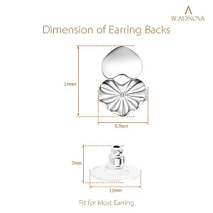 BEADNOVA Magic Earring Lifter Earring Back For Droopy Earring Bullet Clutch With Pad for Heavy Earring (Heart Style, 3 Colors Mix - Gold Plated, Silver, Rose Gold)