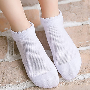 Looching 5 Pack Baby Girls Boys Mesh Thin Socks Cotton White Kids Toddler Soft No Show Ankle Socks 1-12T Kids