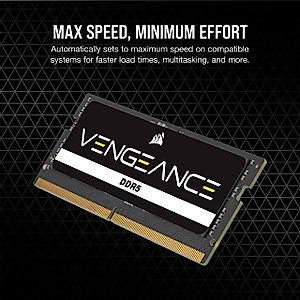 CORSAIR VENGEANCE SODIMM DDR5 RAM 64GB (2x32GB) 4800MHz CL40 Intel XMP iCUE Compatible Computer Memory - Black (CMSX64GX5M2A4800C40)