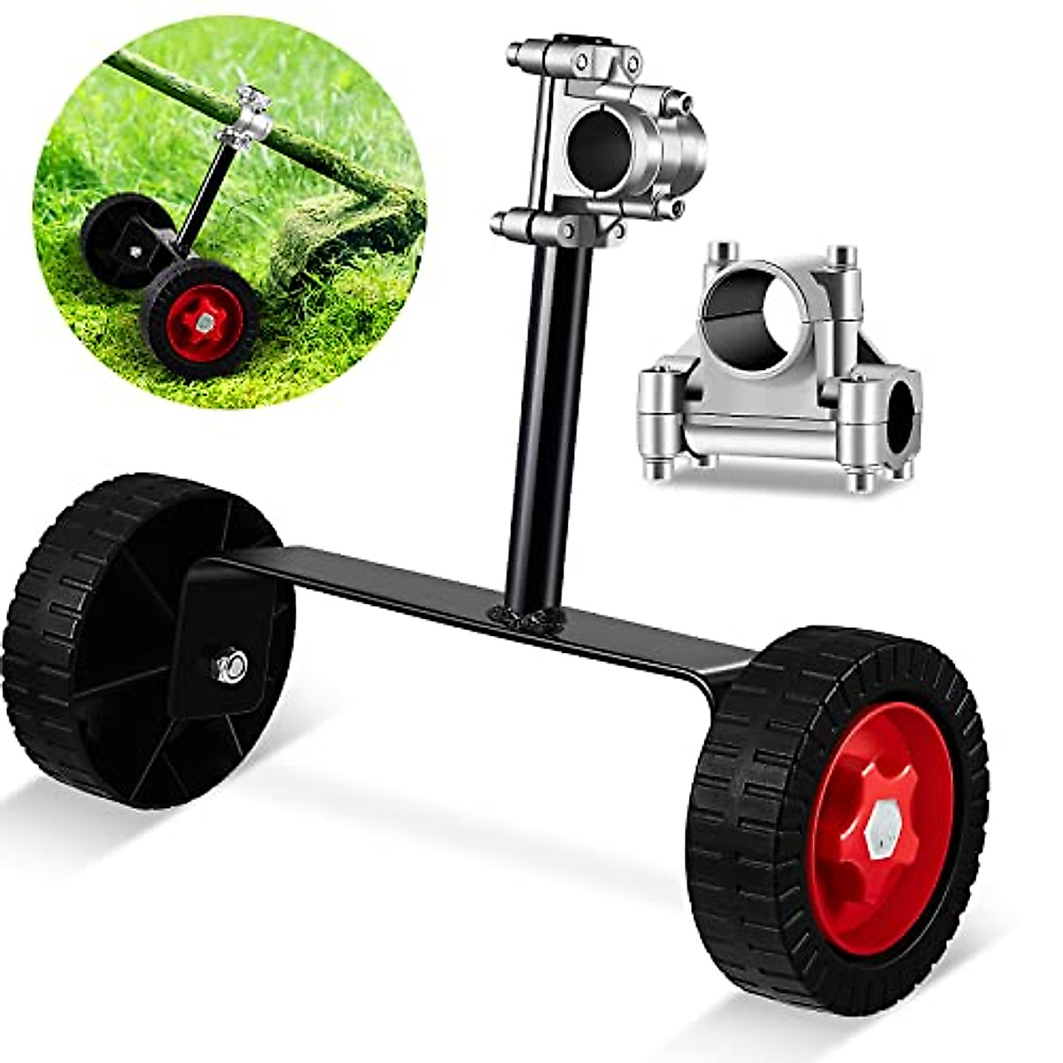 Adjustable Support Wheels Auxiliary Wheels 26mm(1 Inch) and 28mm(1.1inch) Weed Trimmer Wheel Walk Behind String Trimmer for Weed Trimmer Grass Cutter Gas String Trimmer