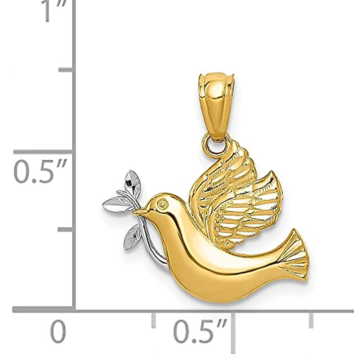 IceCarats 14K Yellow Gold Dove Symbol Peace Love Holy Spirit Bird Olive Branch Necklace Religious Pendant Christian Charm Only