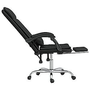 WEHUOSIF Scandinavian Minimalist Massage Reclining Office Chair, Black Faux Leather