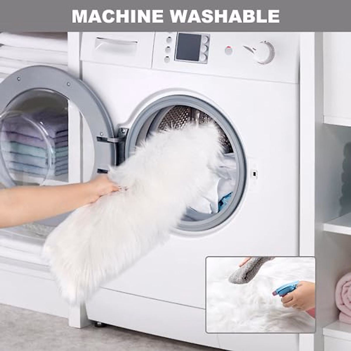 fruimul Faux Fur Rug, Fluffy Shaggy Area Rug Ultra Soft 2 x 3 Feet Sheepskin Fur Rug, White Fuzzy Rug Machine Washable Shag Rug, Nursery Decor Throw Rugs for Bedroom, Kids Room, Living Room(2x3)