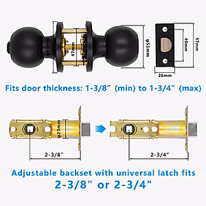 ROTESONNE 8 Pack Matte Black Privacy Door Knobs for Bedroom, Bathroom and Passage with 8 Door Stoppers, Keyless Door Handles, Interior Door Knobs (8, Black)