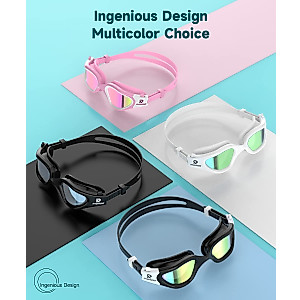 RIOROO Swim Goggles,Polarized Swimming Goggles for Men Women Adults Youth Anti Fog/No Leak/Clear Wide Vision/UV Protection