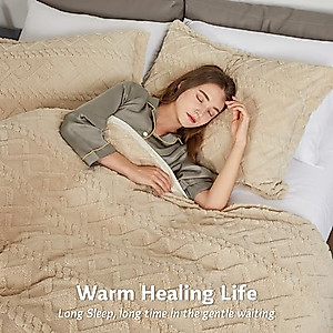 Topcee Beige Duvet Cover King Size-Tufted King Duvet Cover Set-Extremely Fluffy Soft Plush, 3 Pieces with Zipper Closure (1 Bedding Duvet Cover 104x90 inches and 2 Pillow Shams)