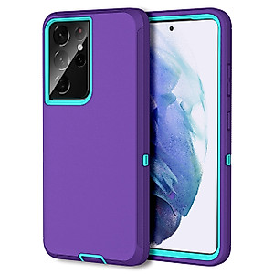 MXX Case Compatible with Galaxy S21 Ultra Case, 3-Layer Super Full Heavy Duty Body Bumper Cover/Shock Protection/Dust Proof, Designed for Samsung Galaxy S21 Ultra 5G 6.8 Inch 2021 (Purple)