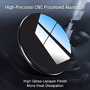 TOZO W1 Wireless Charger 10W Thin Aviation Aluminum Computer Numerical Control Technology Fast Charging Pad Black (NO AC Adapter)